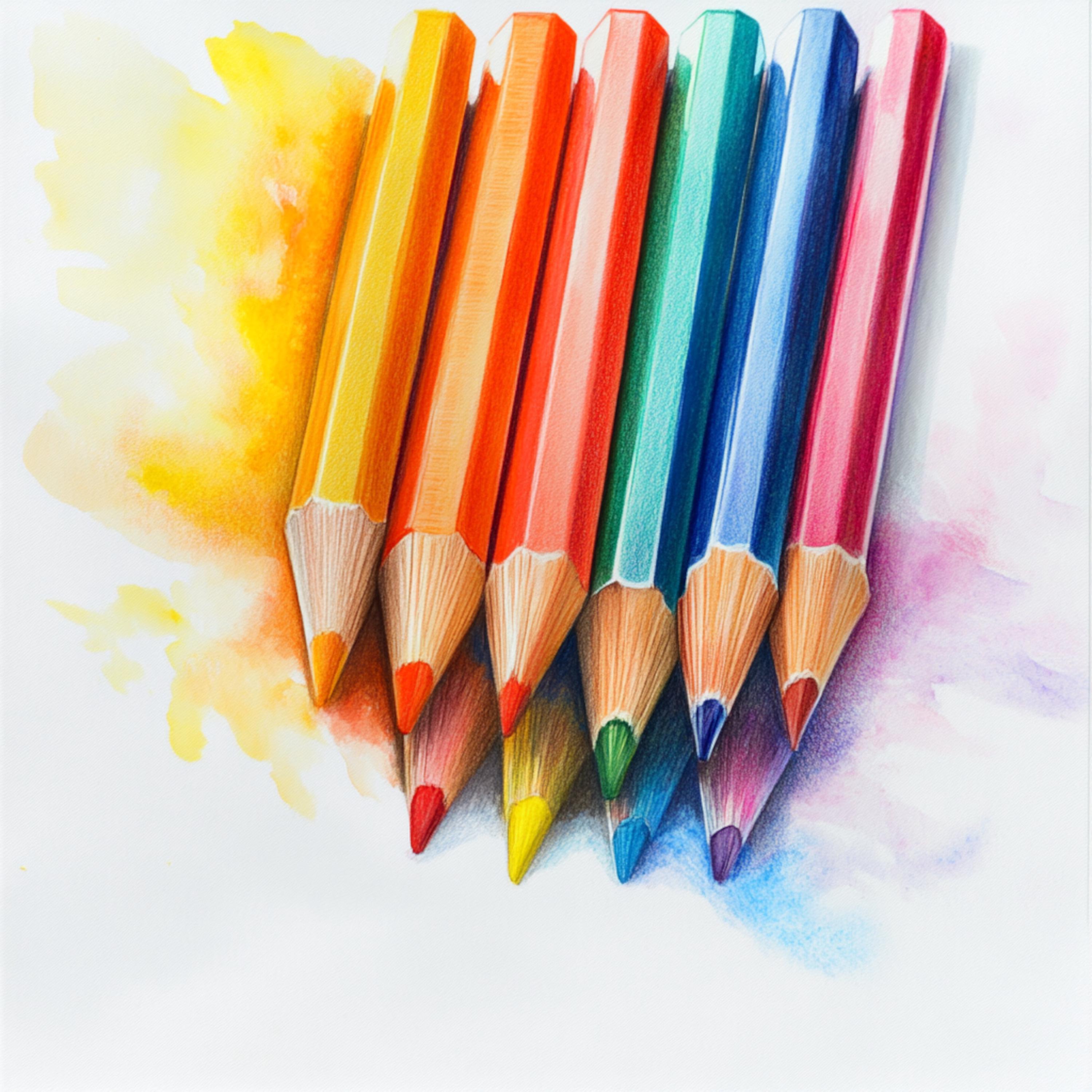 10 Printable Colored Pencils, Pencils Realistic Art Print, Watercolor ...
