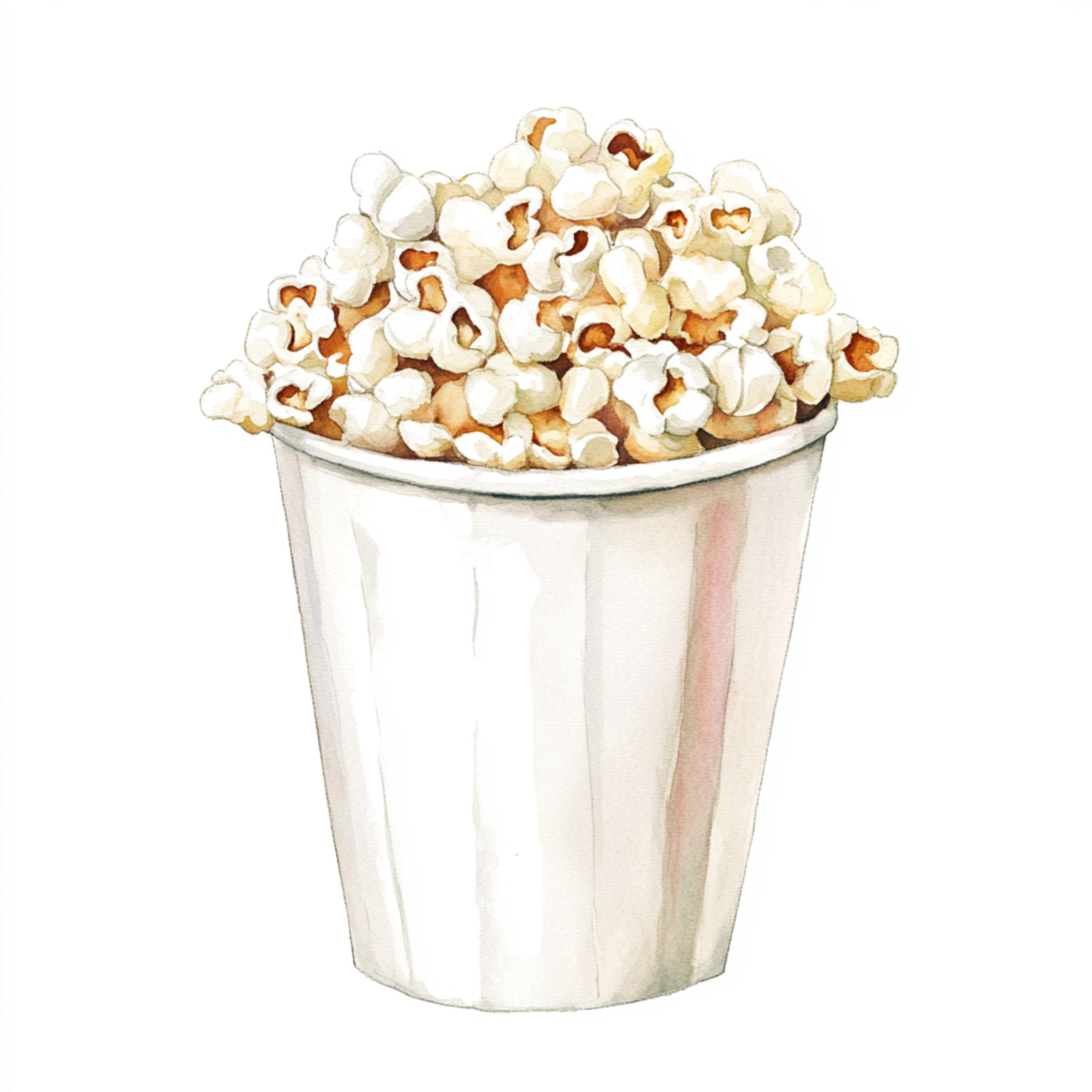 10 Printable Popcorn Art, Watercolr Popcorn, Popcorn in Bowl Decor ...
