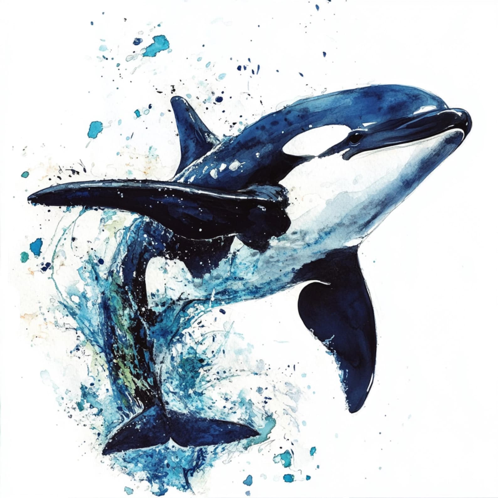 Printable Orka Clipart, Dolphin Watercolor, 10 Nautical Clip Art ...