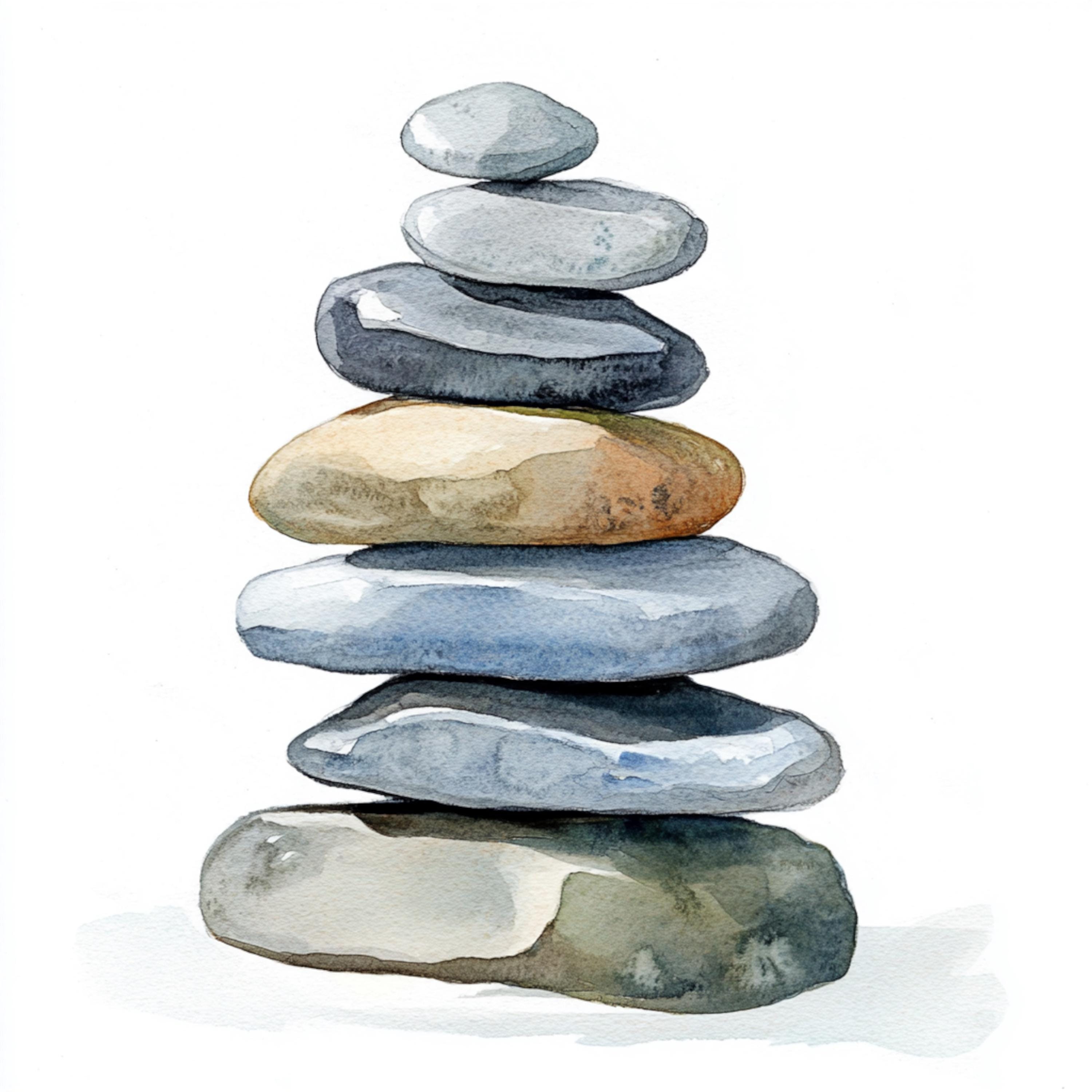 Printable Rock Cairns, Zen Stones Watercolor, Nautical Clip Art ...