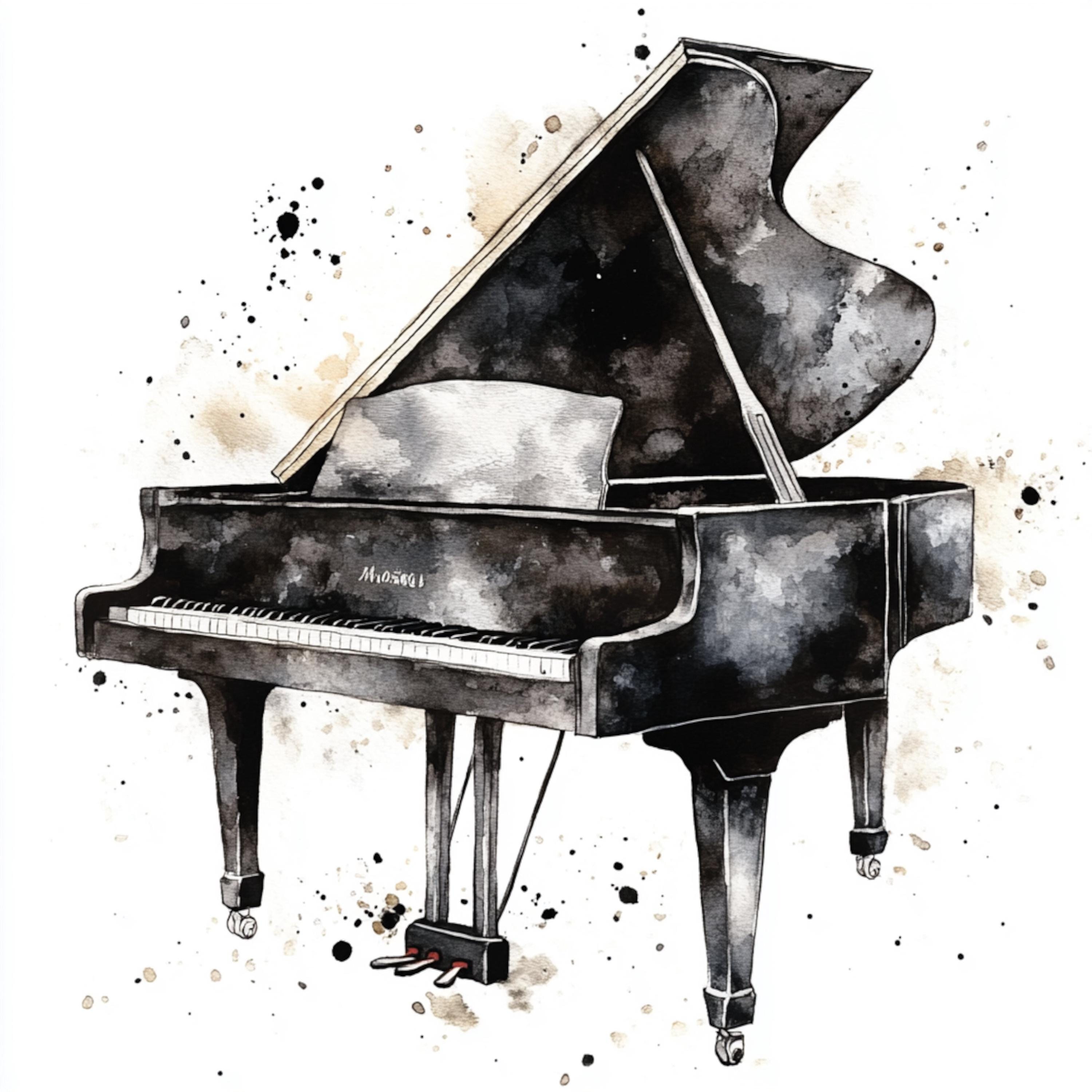 10 Printable Piano Clipart, Grand Piano Watercolor, Education Clip Art, Pianos Decor, Commercial ...