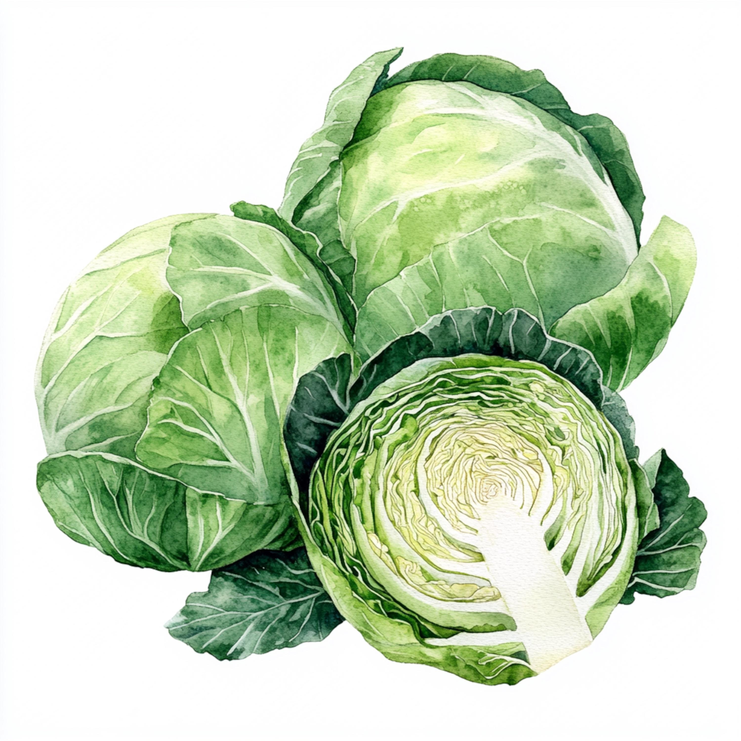 Printable Cabbage Decor, Watercolor Images, Cabbages Art, 10 Clip Art ...