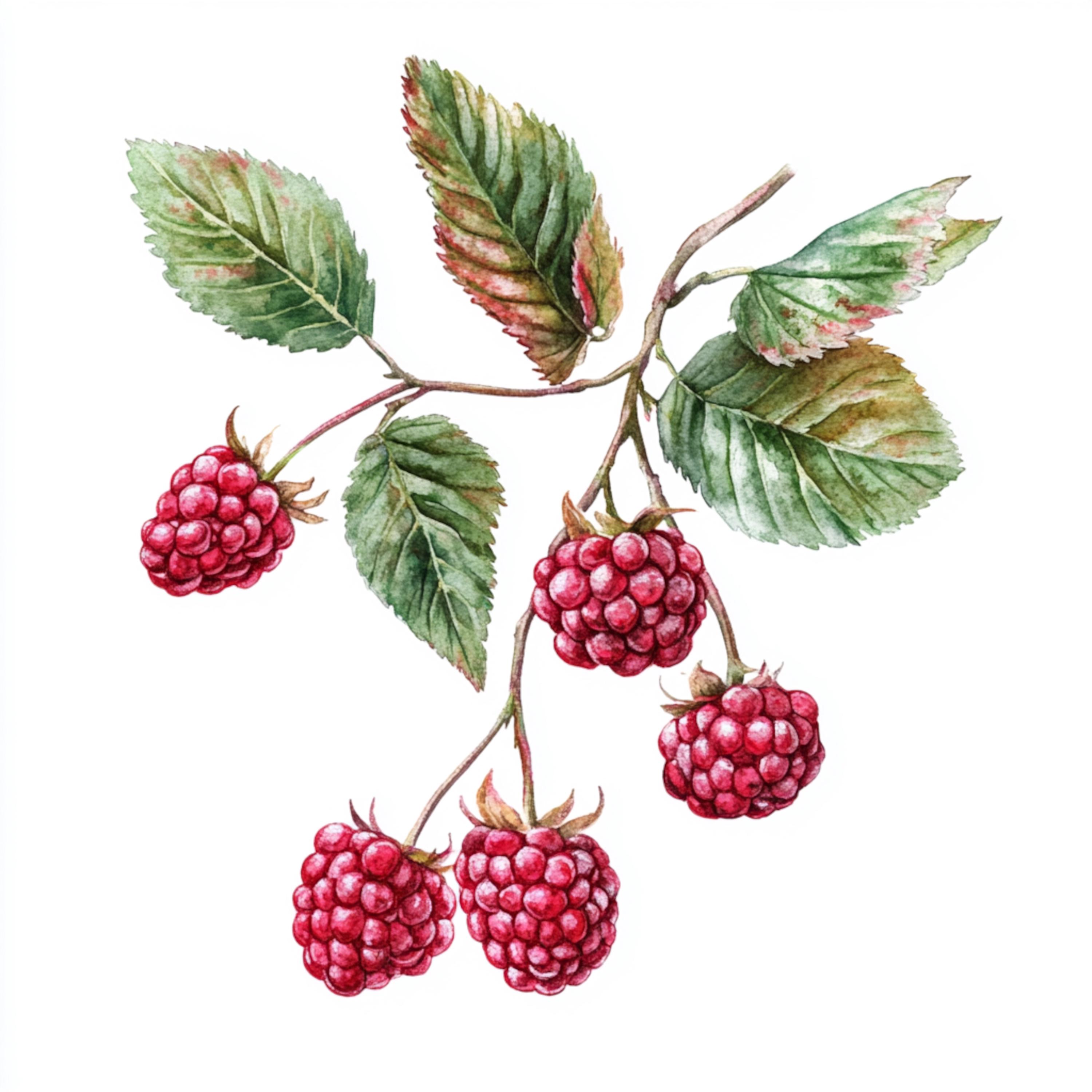 10 Printable Raspberry Decor, Watercolor Raspberry Branch, Raspberry ...