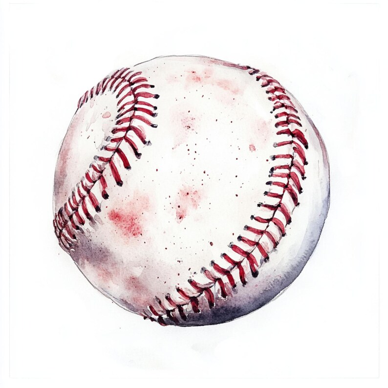Printable Baseball Ball Clipart, Watercolor Art, Printable JPG ...