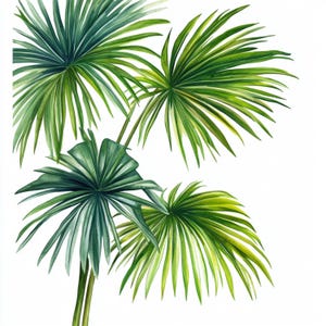 Printable Palm Leaves Decor, Watercolor 10 Images, Palm Leaves ...