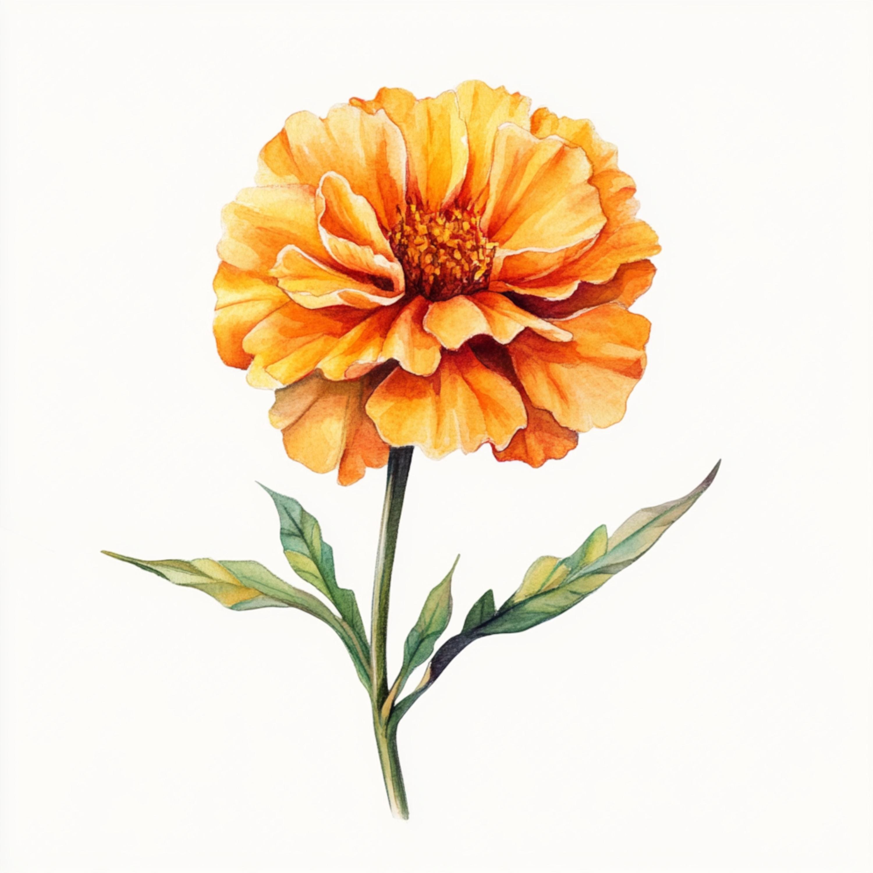 10 Printable Marigold Flowers Decor, Watercolor Marigolds, Marigold ...