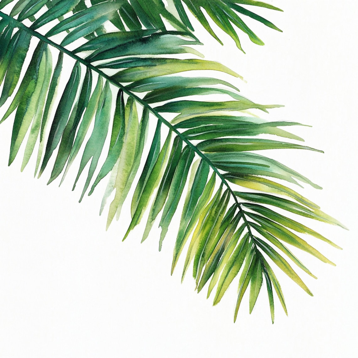 Printable Palm Leaves Decor, Watercolor 10 Images, Palm Leaves ...