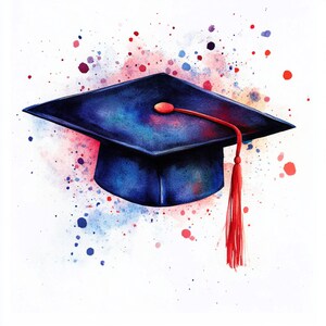 10 Printable Graduation Caps, Watercolor Graduation Hat, Graduation Hat ...