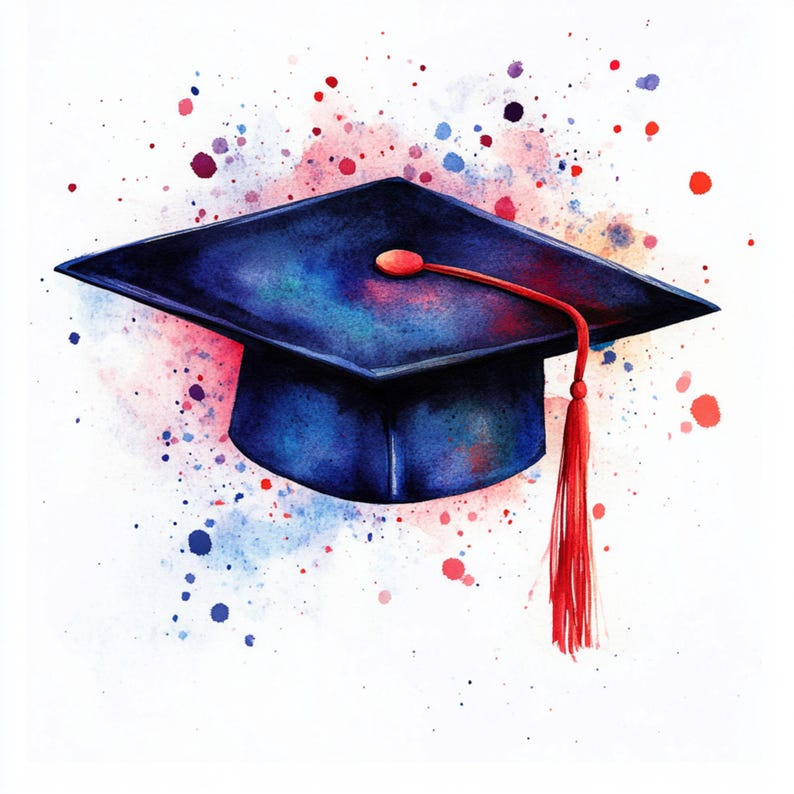 10 Printable Graduation Caps, Watercolor Graduation Hat, Graduation Hat ...