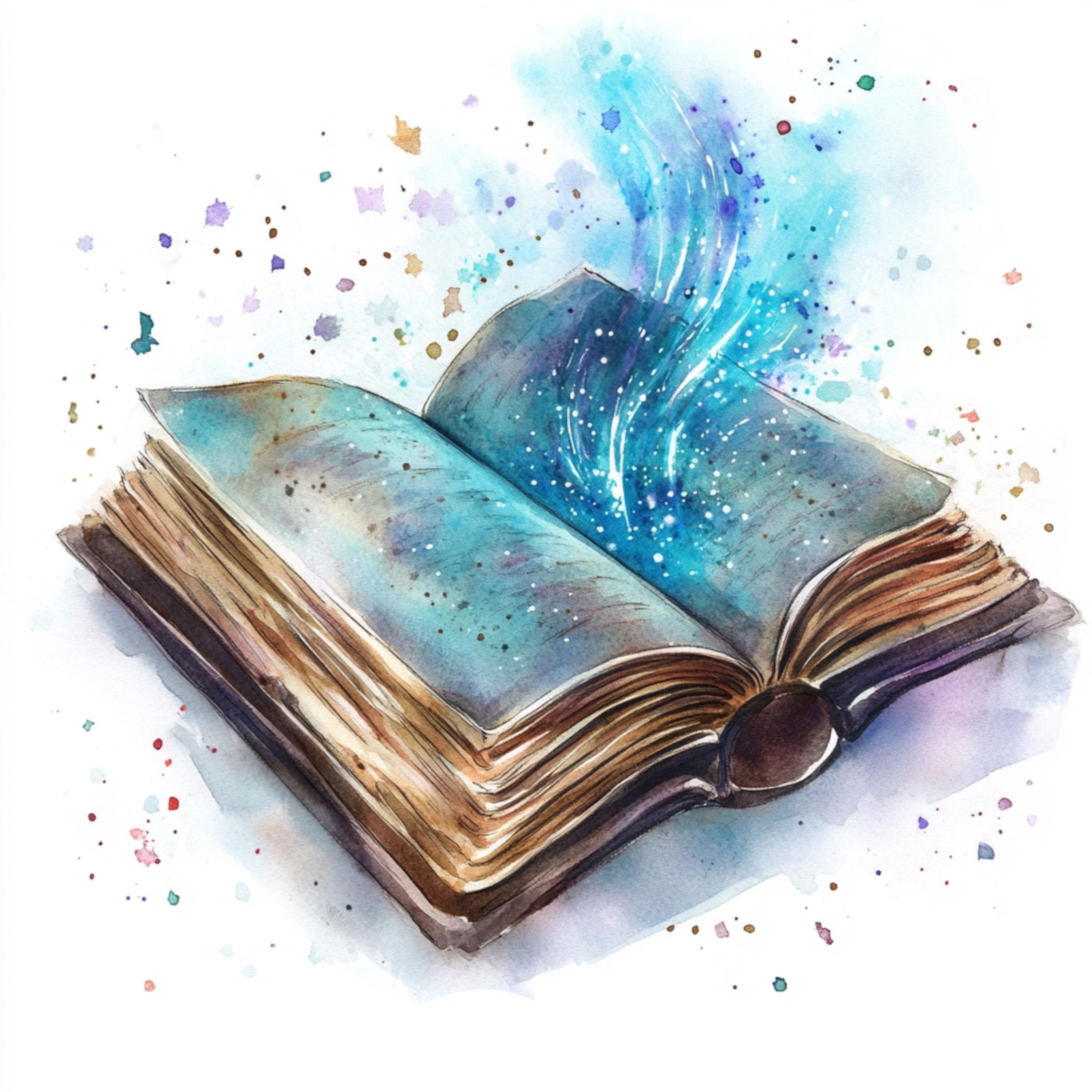 10 Printable Magic Books Clipart, Magic Book Watercolor, Printable Jpgs ...