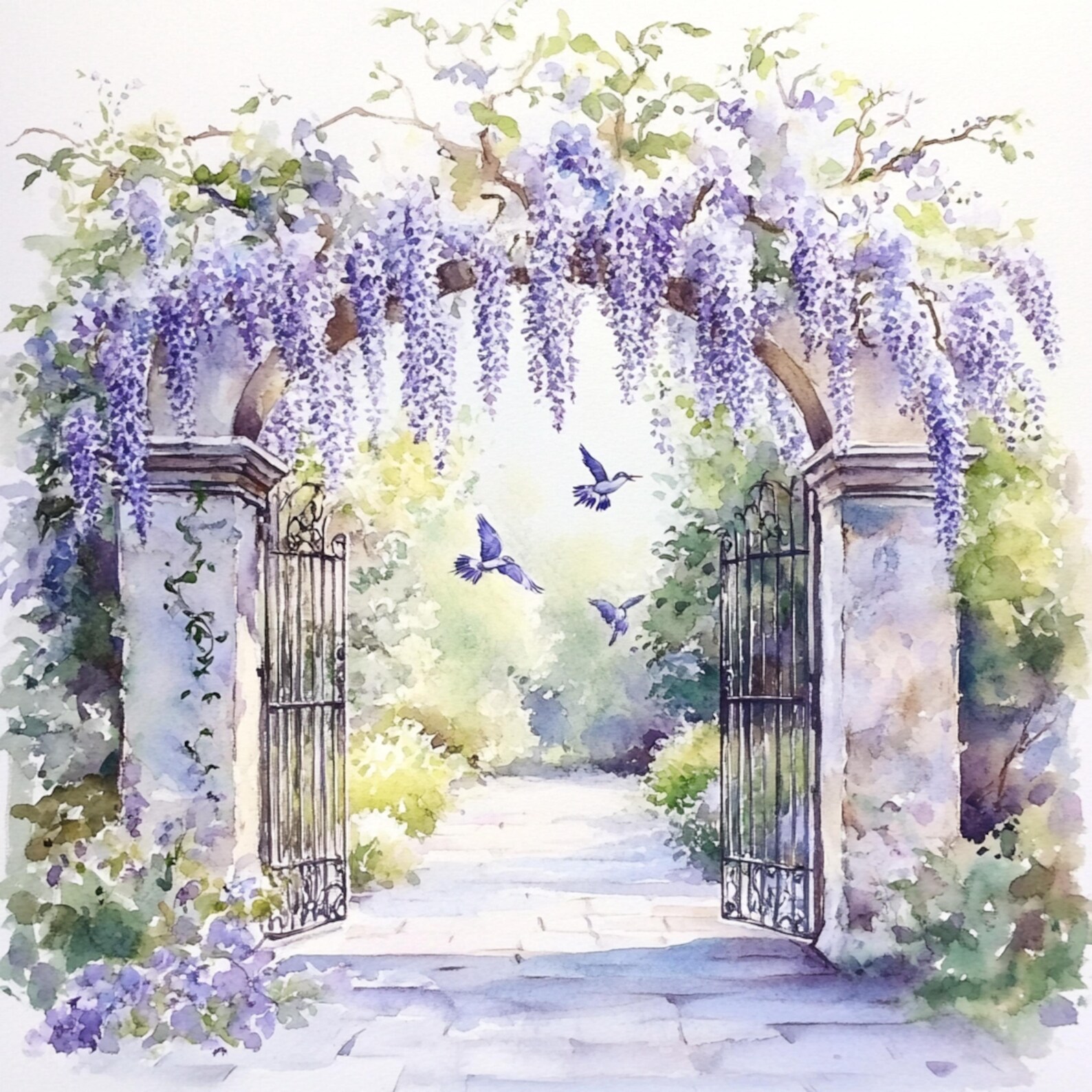 10 Printable Gates, Floral Garden Gates Country Fence With Wisteria ...