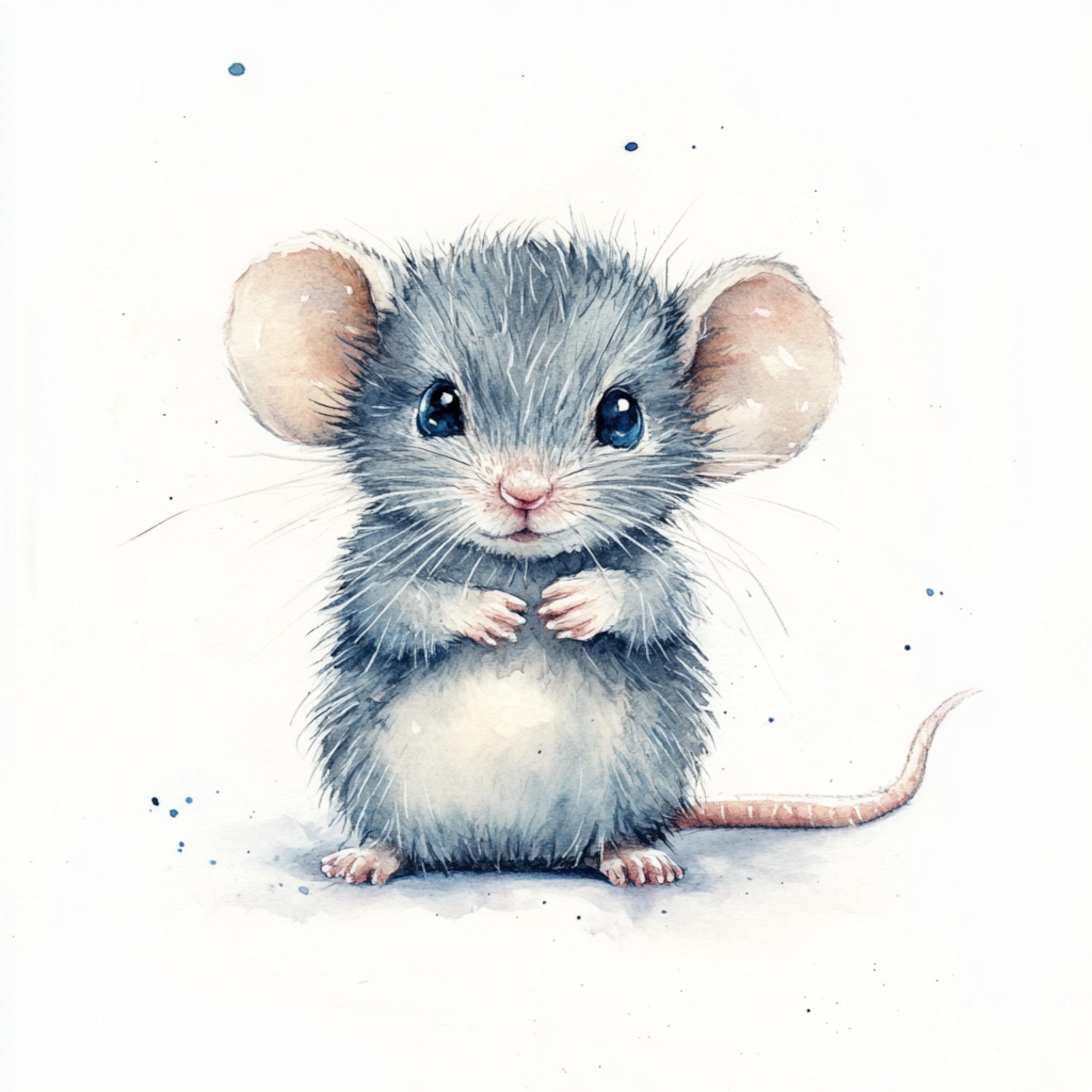 Printable Little Mouse, Watercolor Baby Mouse Clipart, Printable Jpgs ...