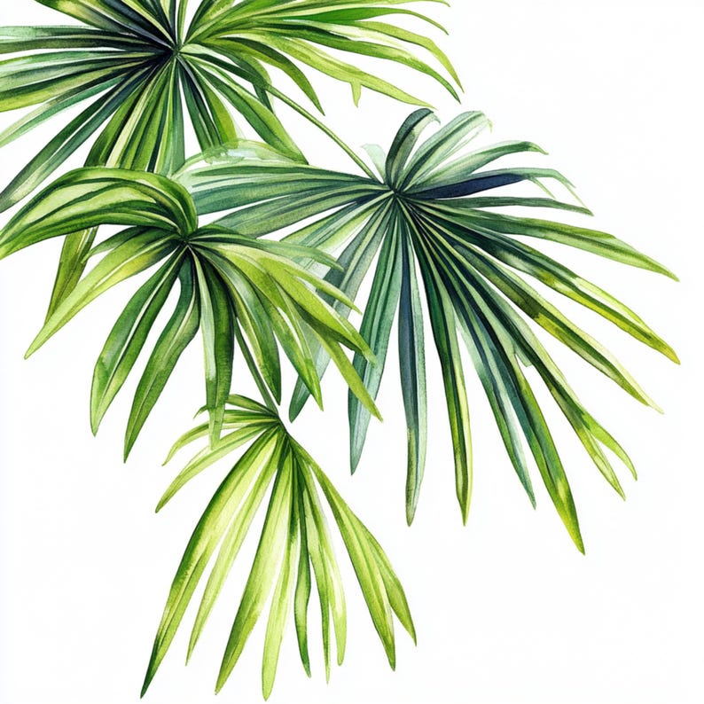 Printable Palm Leaves Decor, Watercolor 10 Images, Palm Leaves ...