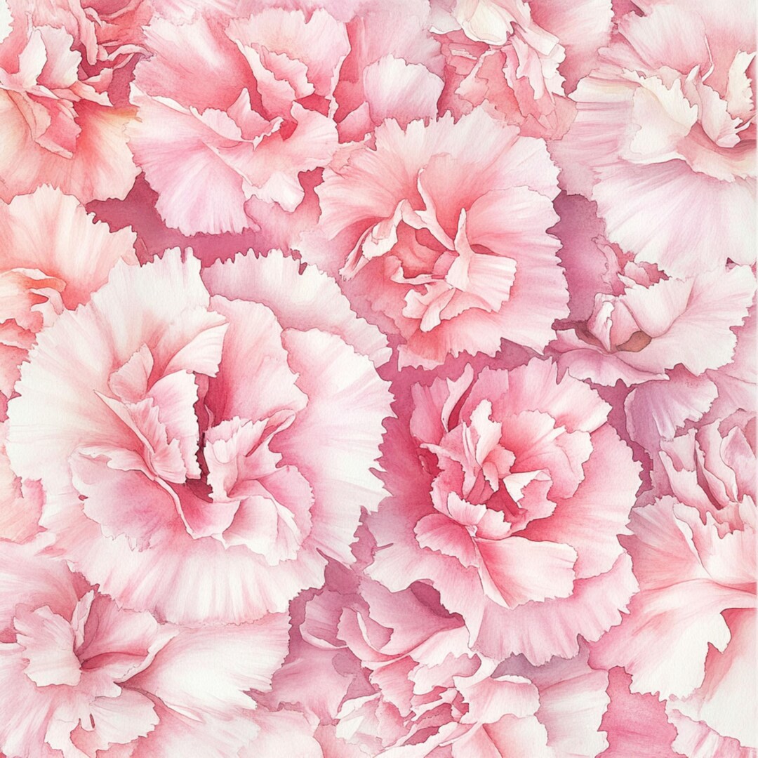 10 Printable Carnations Art, Watercolor Carnations Blossom, Botanical ...