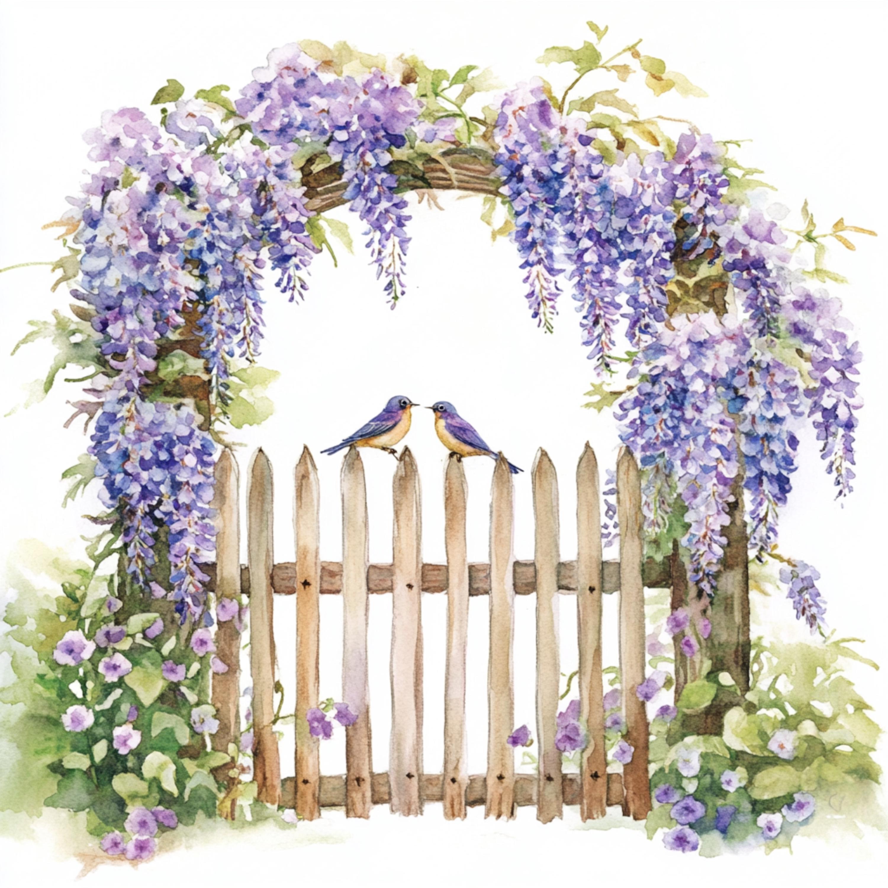 10 Printable Gates, Floral Garden Gates Country Fence With Wisteria ...