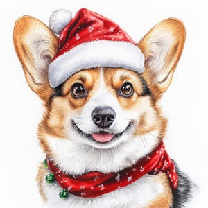 Printable Christmas Cute Corgi Clipart, Watercolor Art, Cute Clipart ...