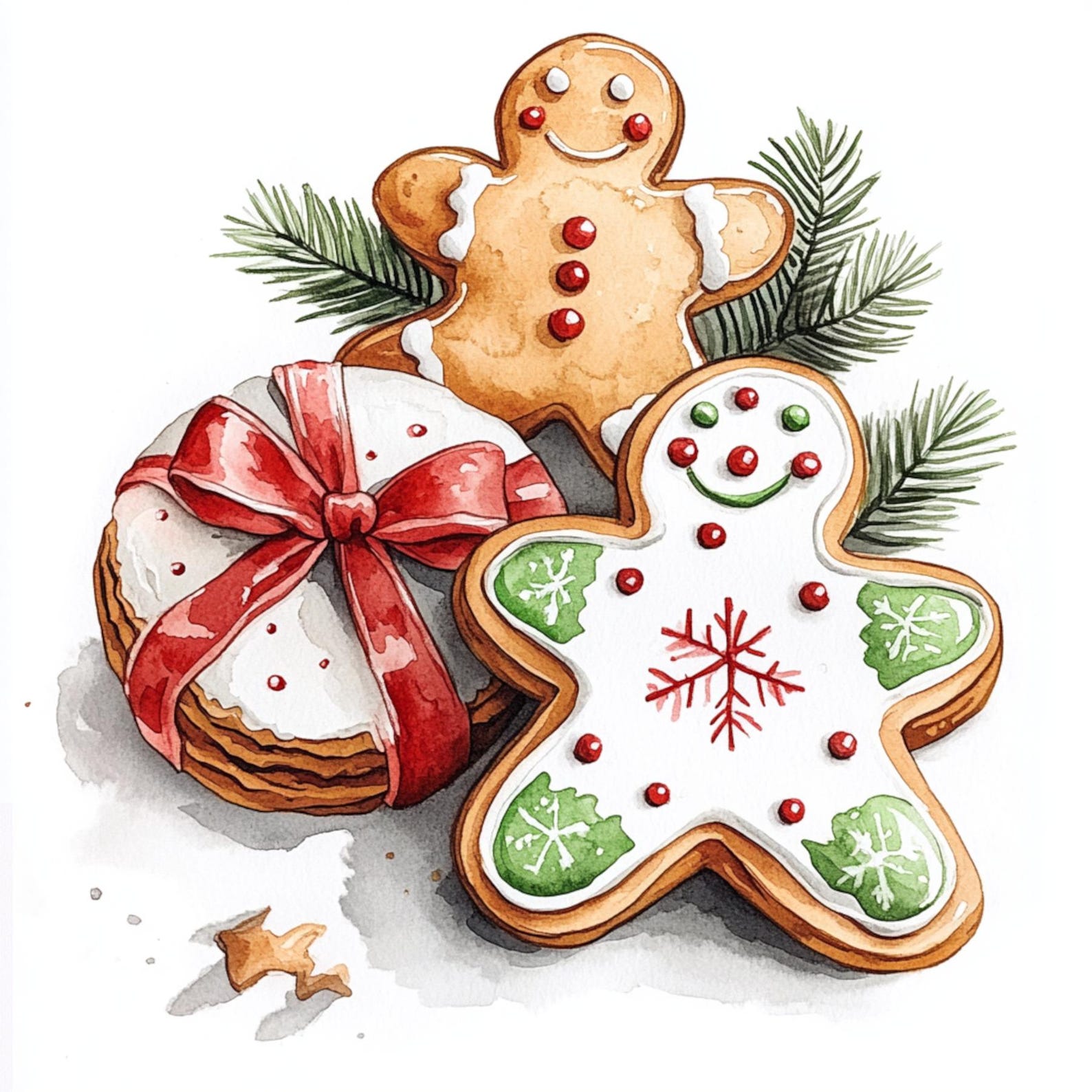 Gingerbread Cookies, Watercolor Images, Digital Paper Craft, Christmas ...