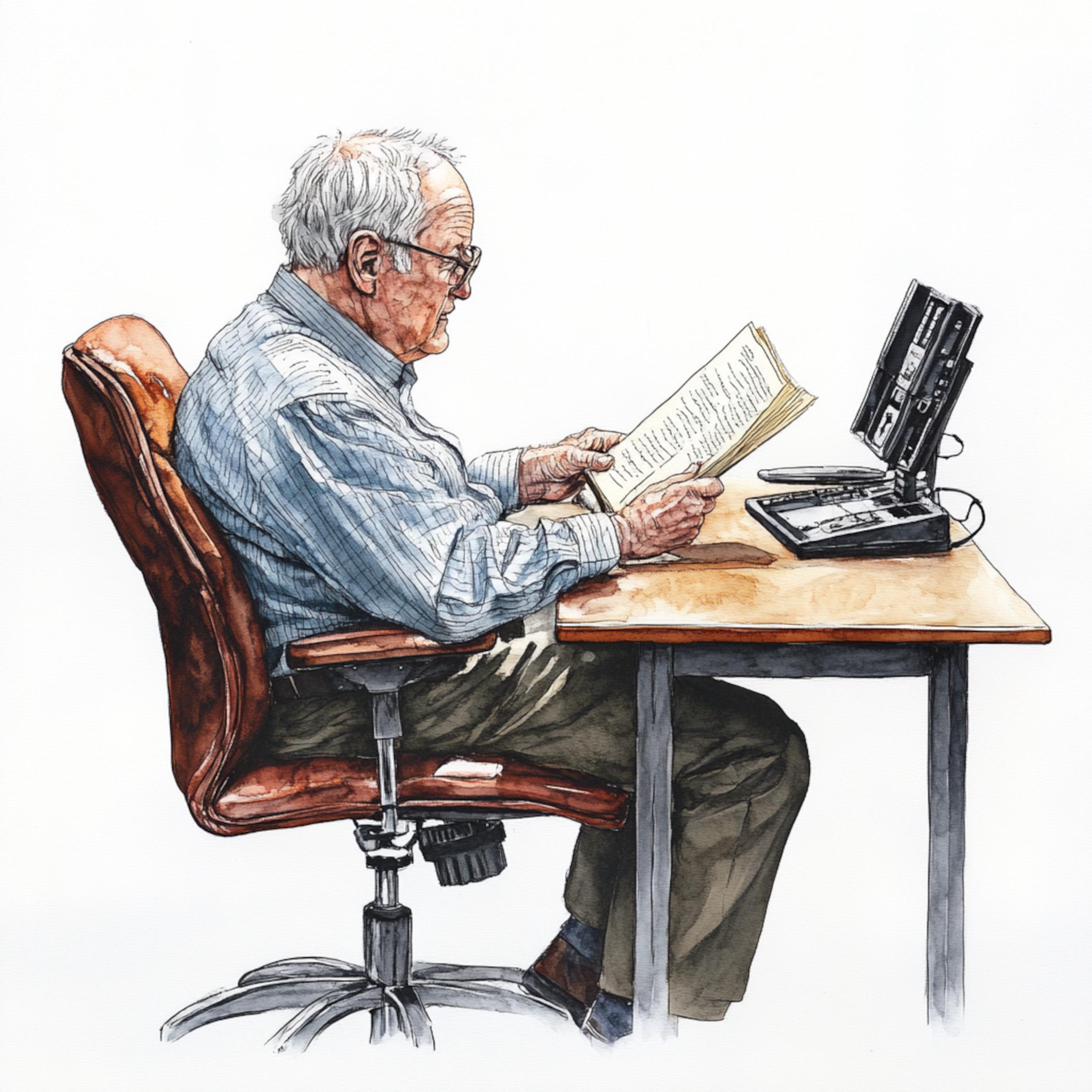 Printable Elderly Reading Man, Elderly Man Sitting With Book ...