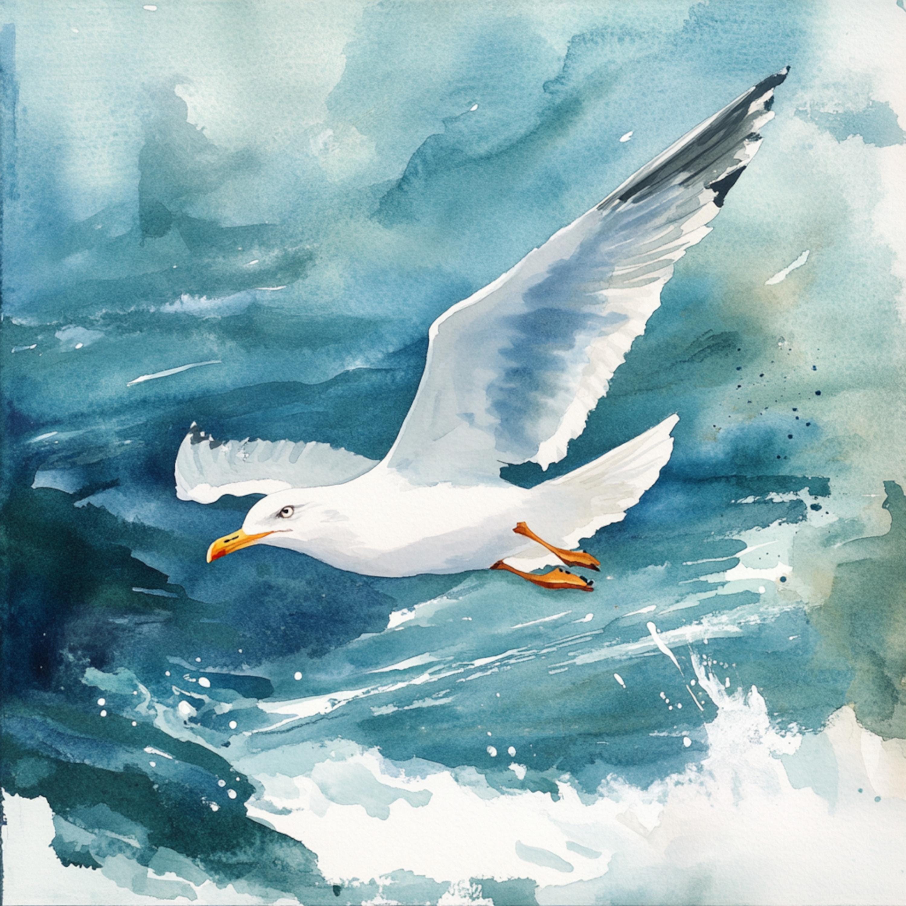 10 Printable Seagull Clipart, Seagull and Sea, Watercolor Seagull ...