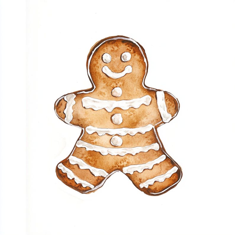 10 Printable Gingerbread Cookies, Watercolor Images, Digital Paper ...