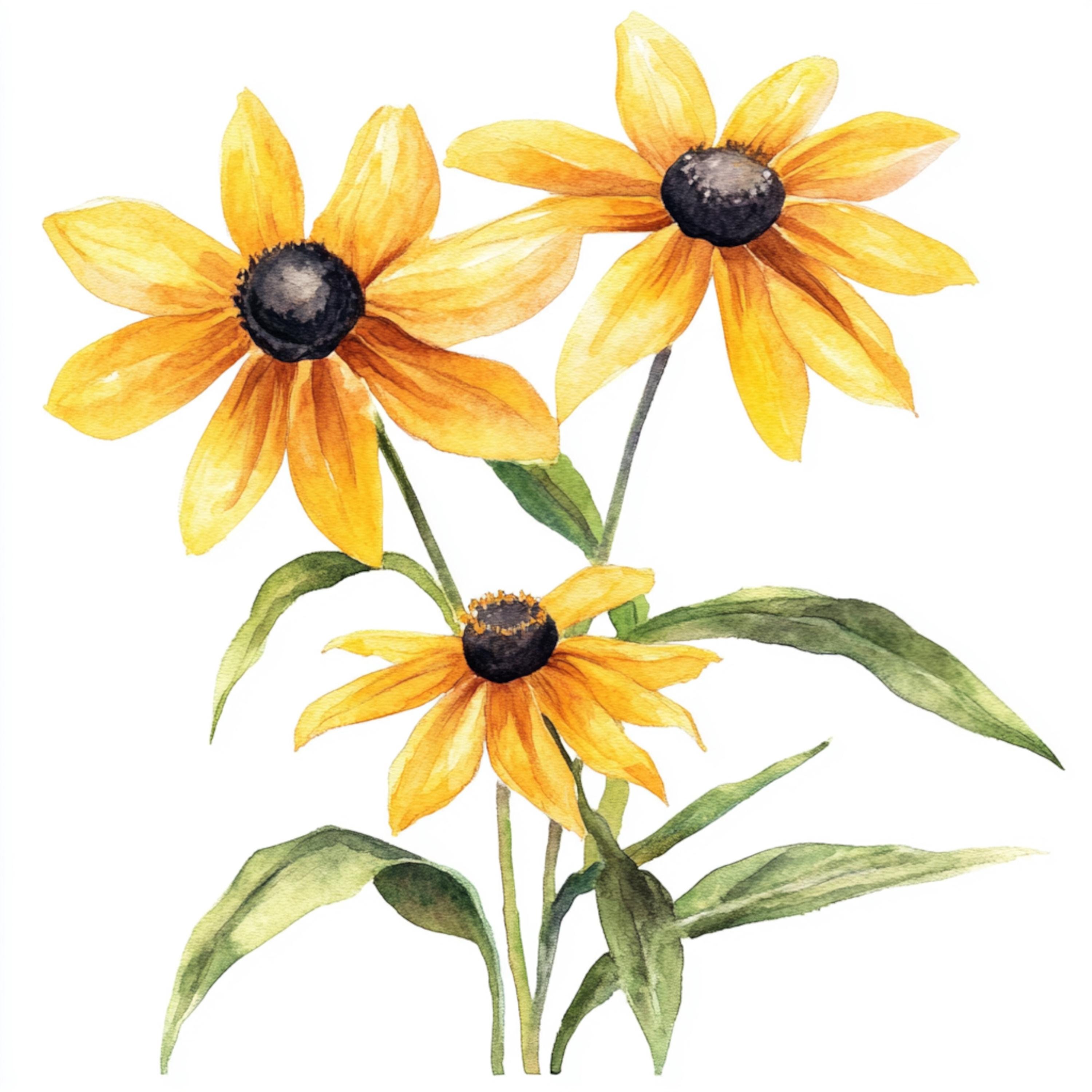 10 Printable Black Eyed Susan, Yellow Wildflower, Black Eyed Susan Art ...