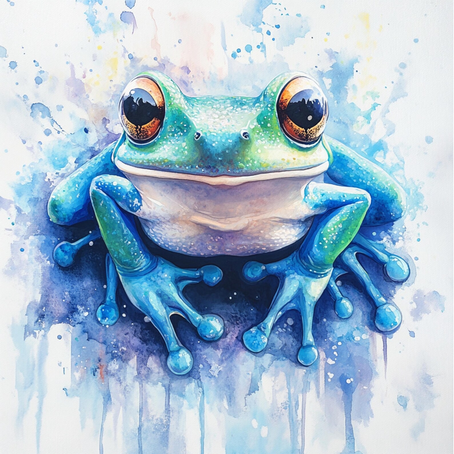 Printable Cute Frog, Little Frog Clipart, Watercolor Green Frogs Art ...