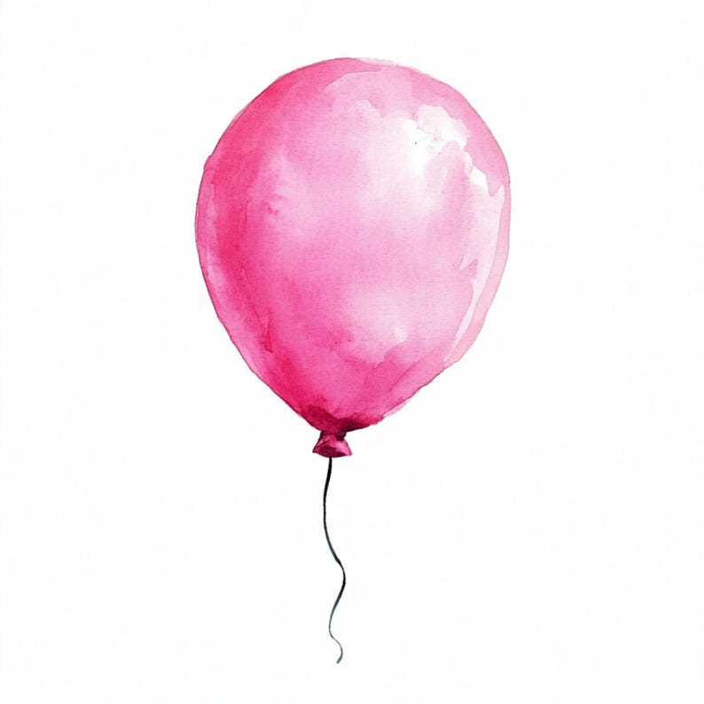 Printable Pink Balloons, Watercolor Party Ballons, Printable Jpgs ...