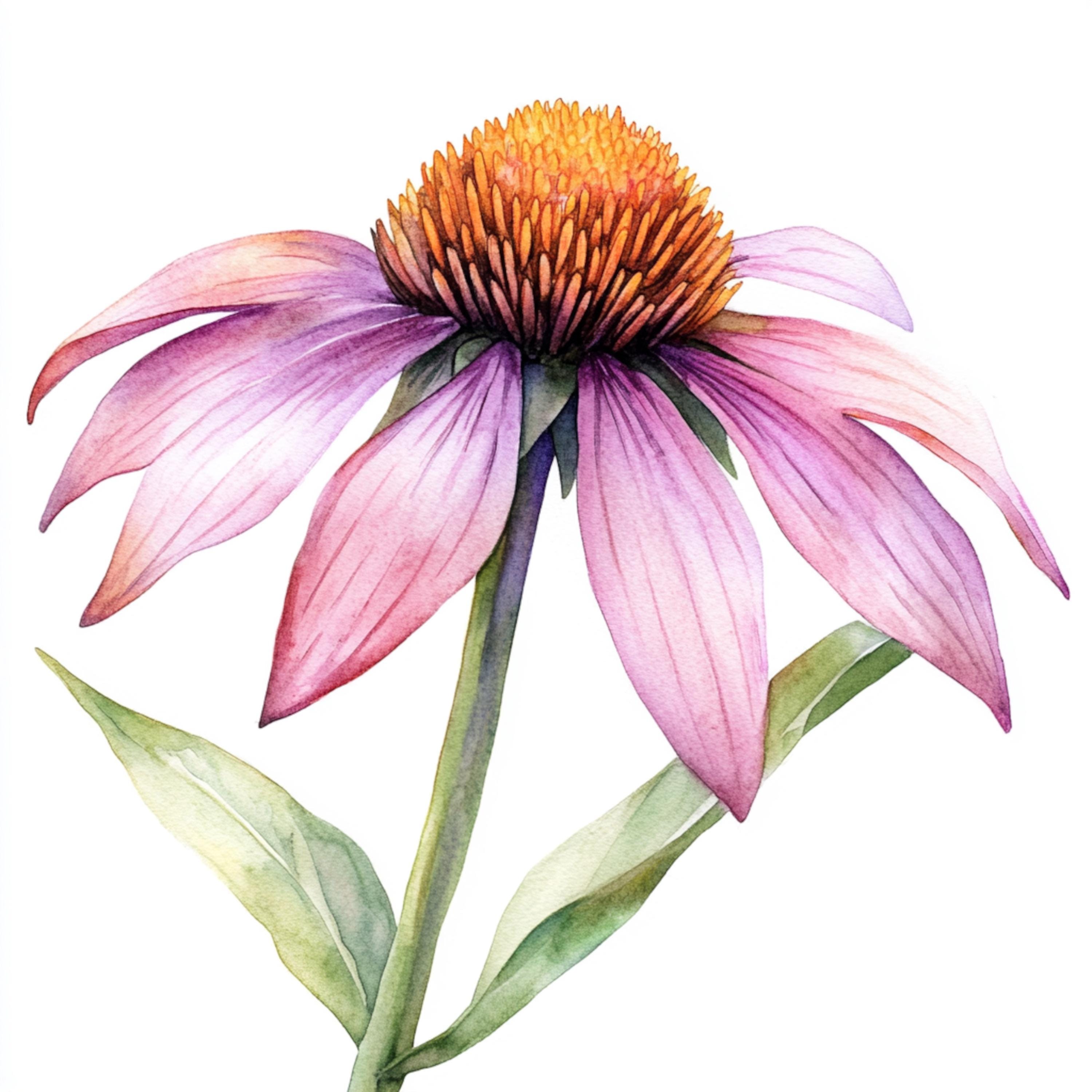 10 Printable Coneflower, Pink Flower, Coneflower Gift Art, Watercolor ...