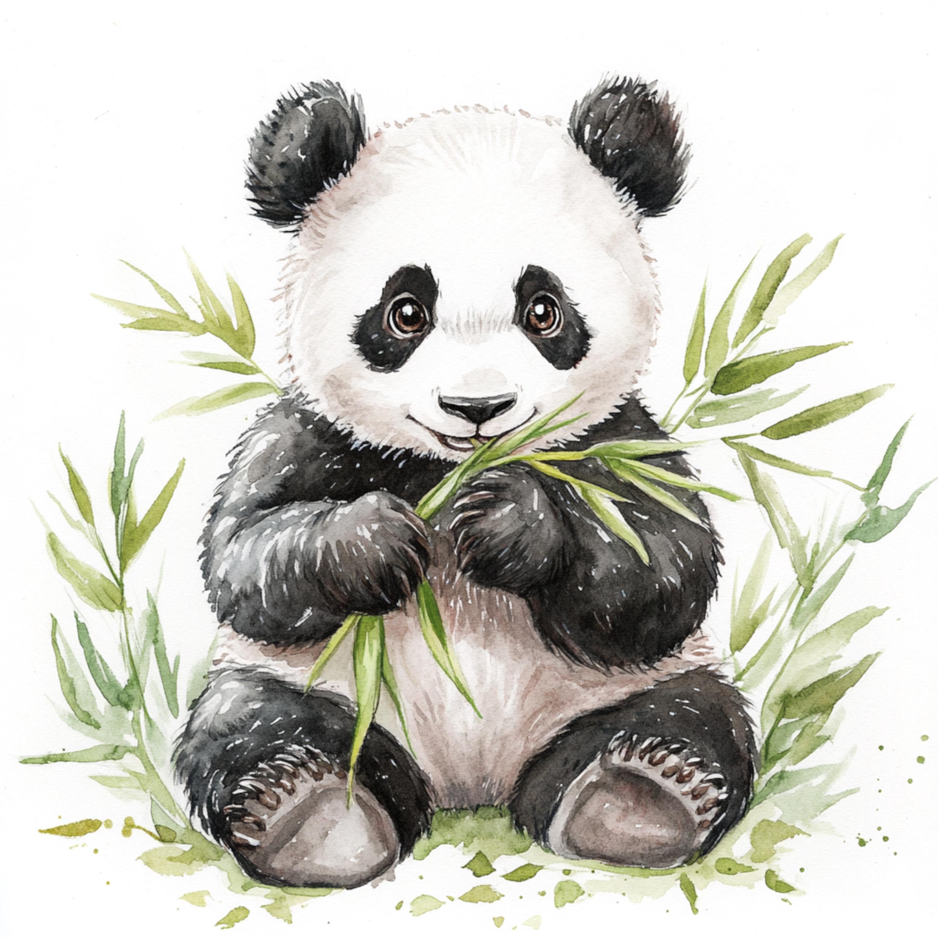 10 Printable Panda Clipart, Watercolor Art, Panda Watercolor, Printable ...