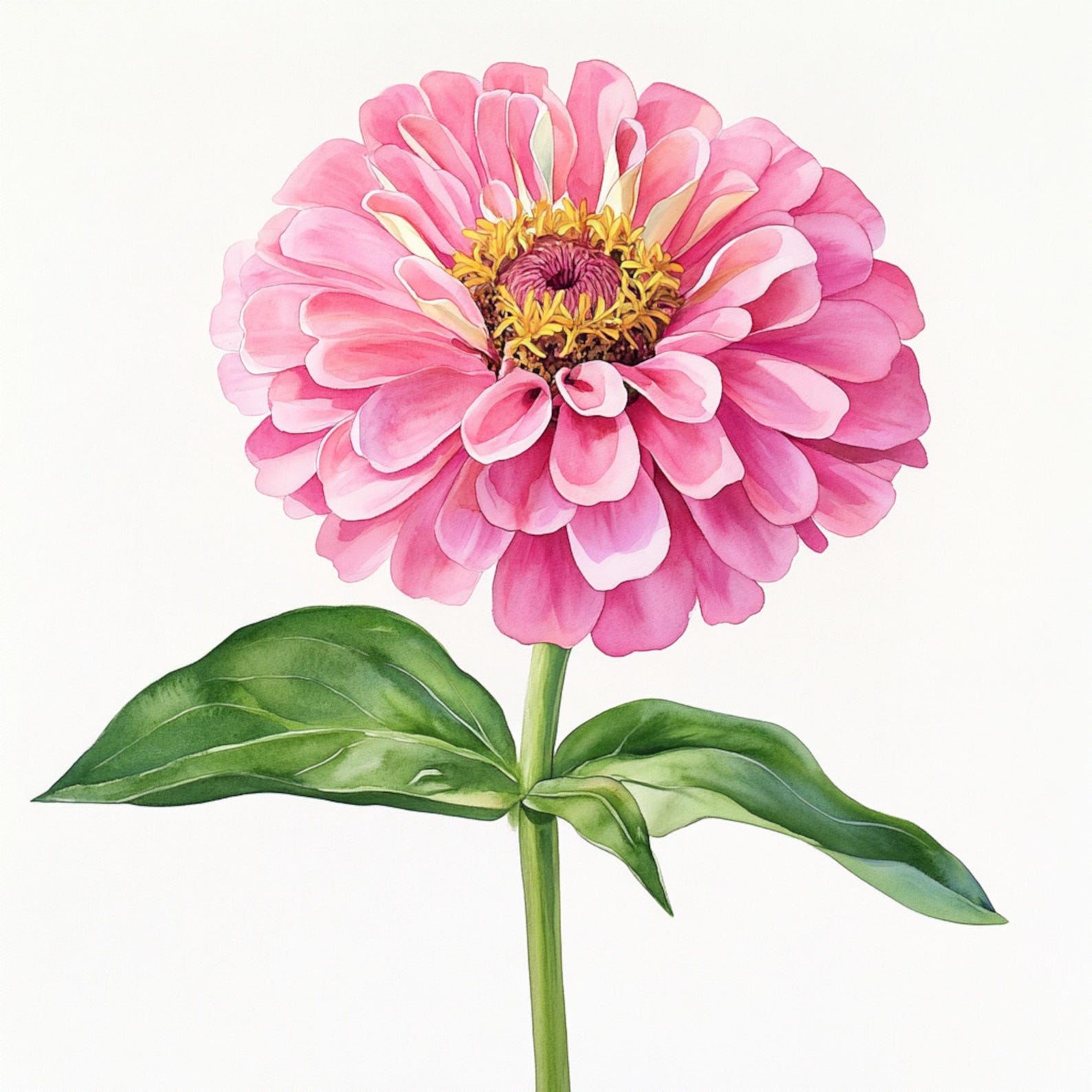 10 Printable Zinnia Flower, Pink Flower, Zinnia Gift Art, Watercolor ...