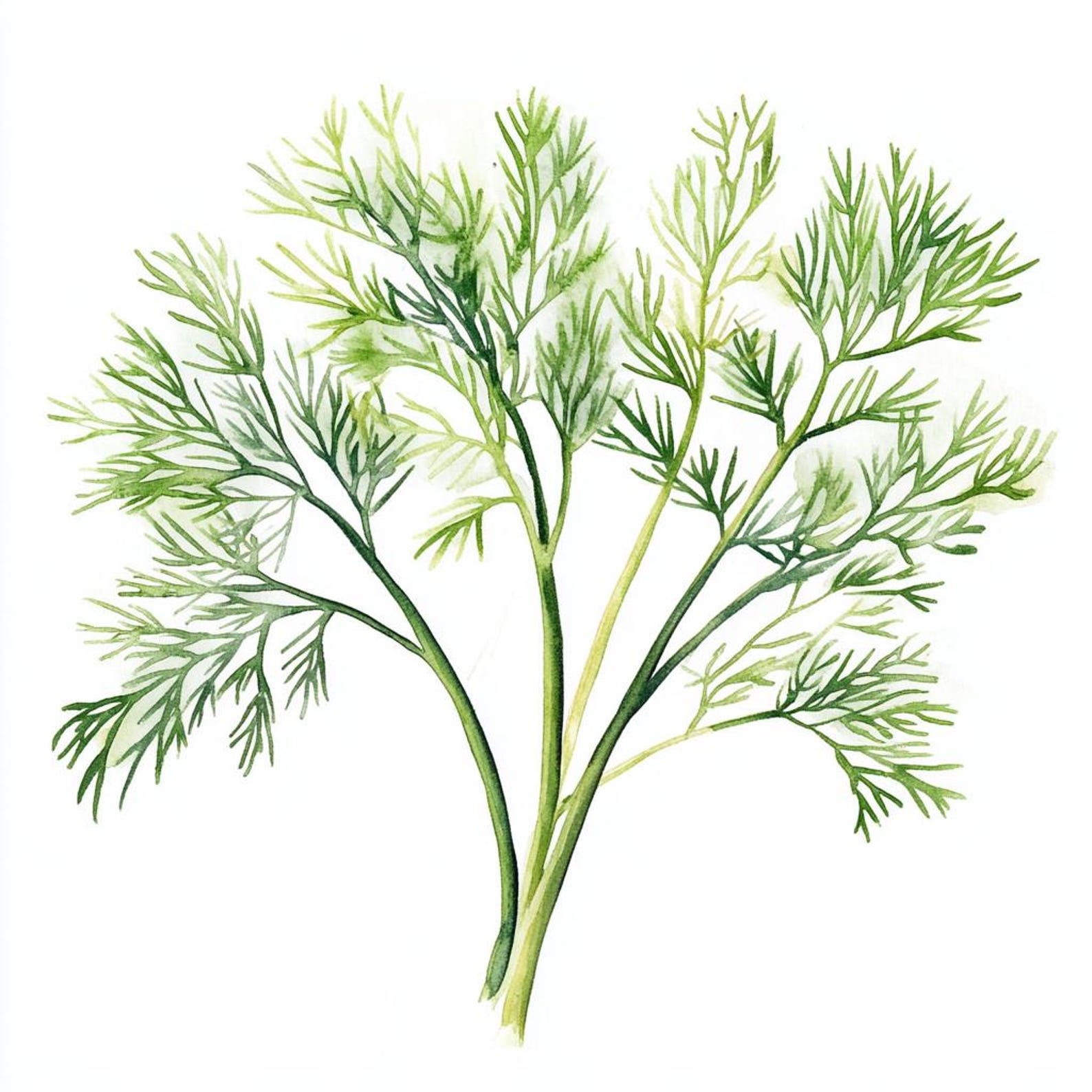10 Printable Dill Art, Watercolor Dill, Healthy Food Art Decor, Dill ...