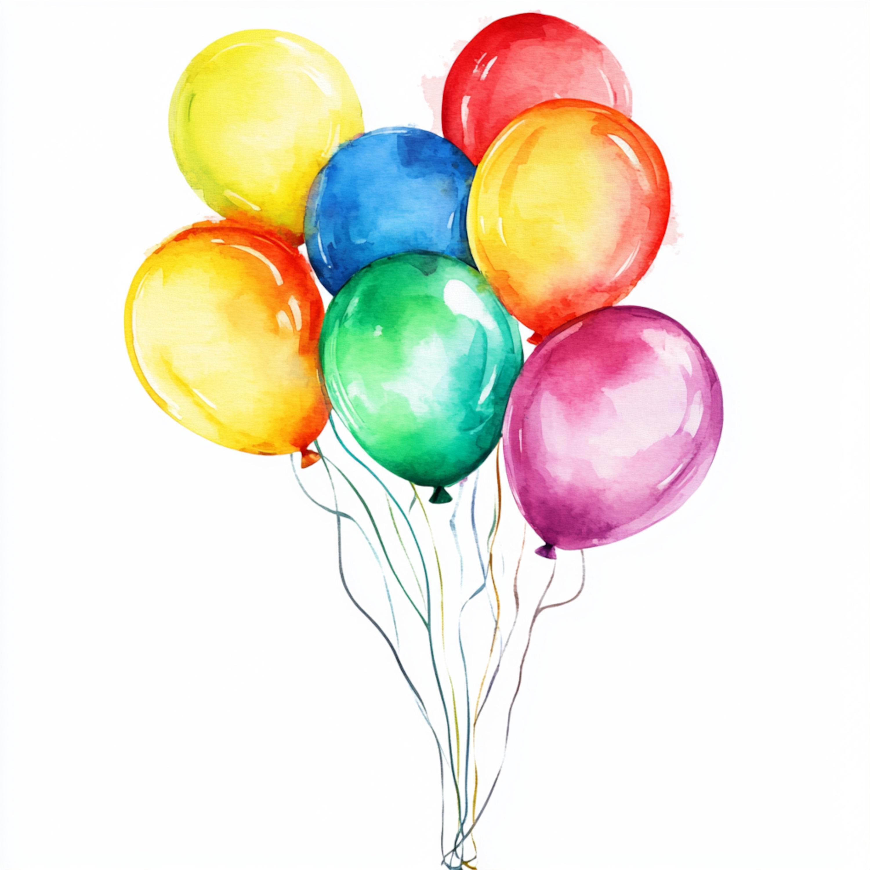 Printable Colorfull Balloons, Watercolor Party Ballons, Printable Jpgs ...