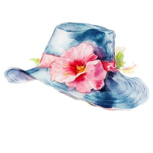 10 Printable Floral Hat, Woman Hat, Watercolor Clipart, High Quality ...