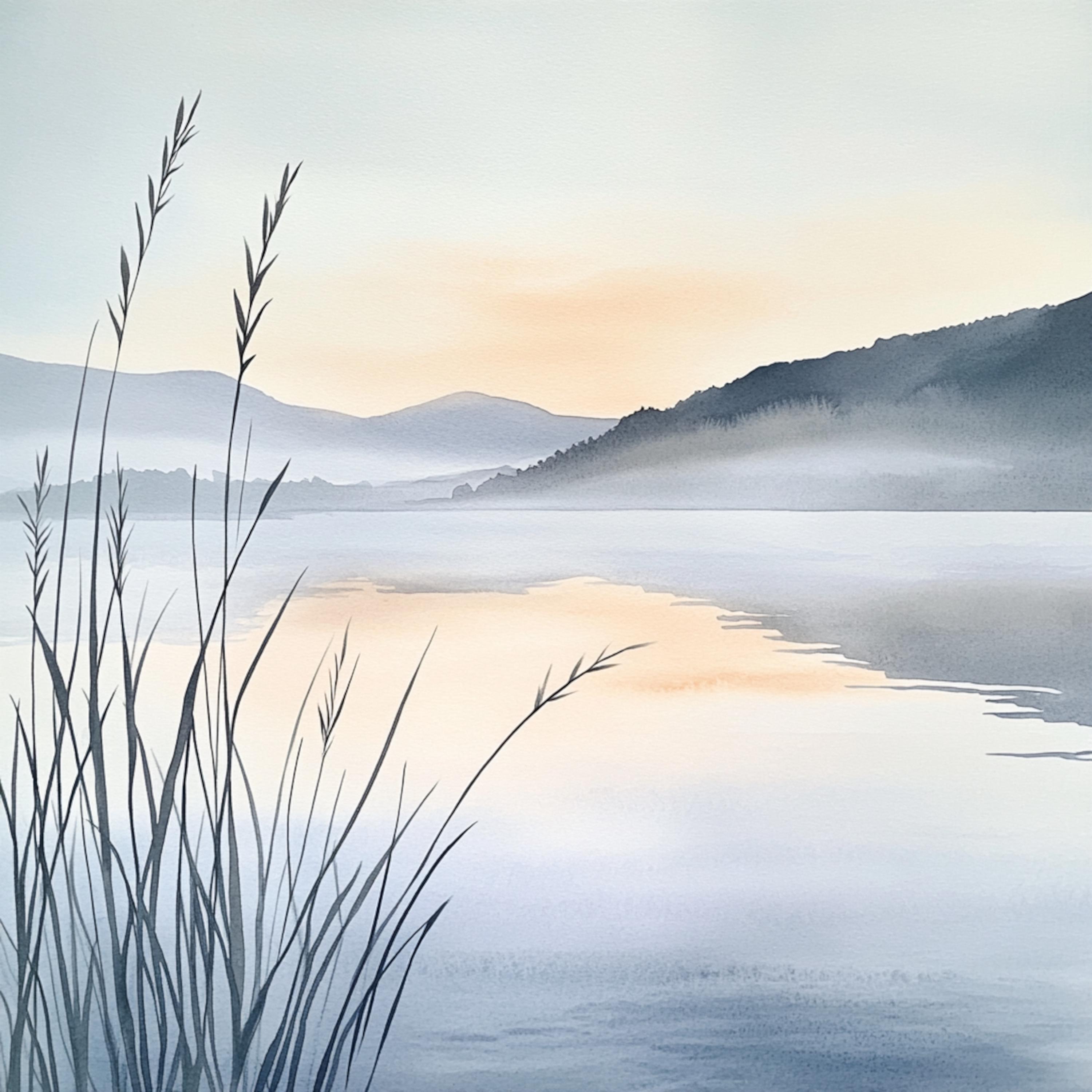 10 Printable Lake Landscape, Minimalist Landscape, Foggy Lake ...