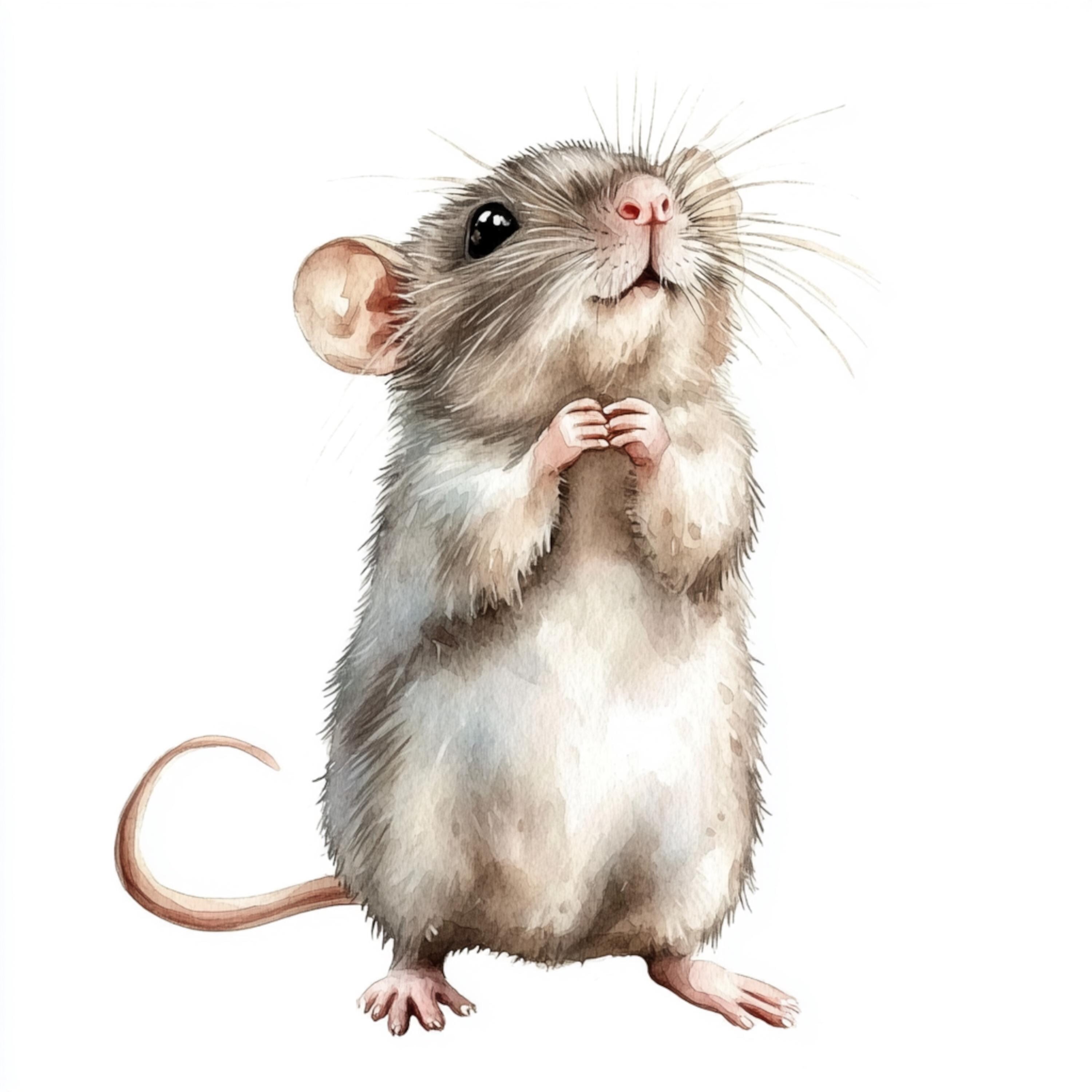 8 Printable Little Rat, Watercolor Baby Rat, Cute Rat Clipart ...