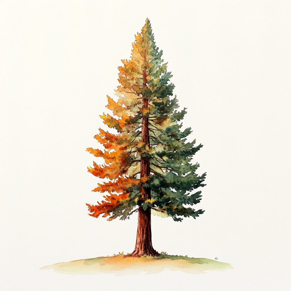 10 Printable Sequoia Tree, Watercolor Tree, Sequoia Tree Art, Green ...