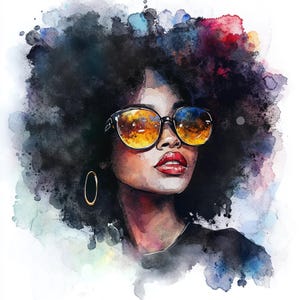 10 Printable Black Woman, Watercolor Woman, Beautiful Afro Girl ...