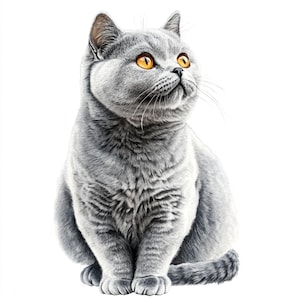 Printable British Cat Clipart, Watercolor British Shorthair, Cute Cat ...