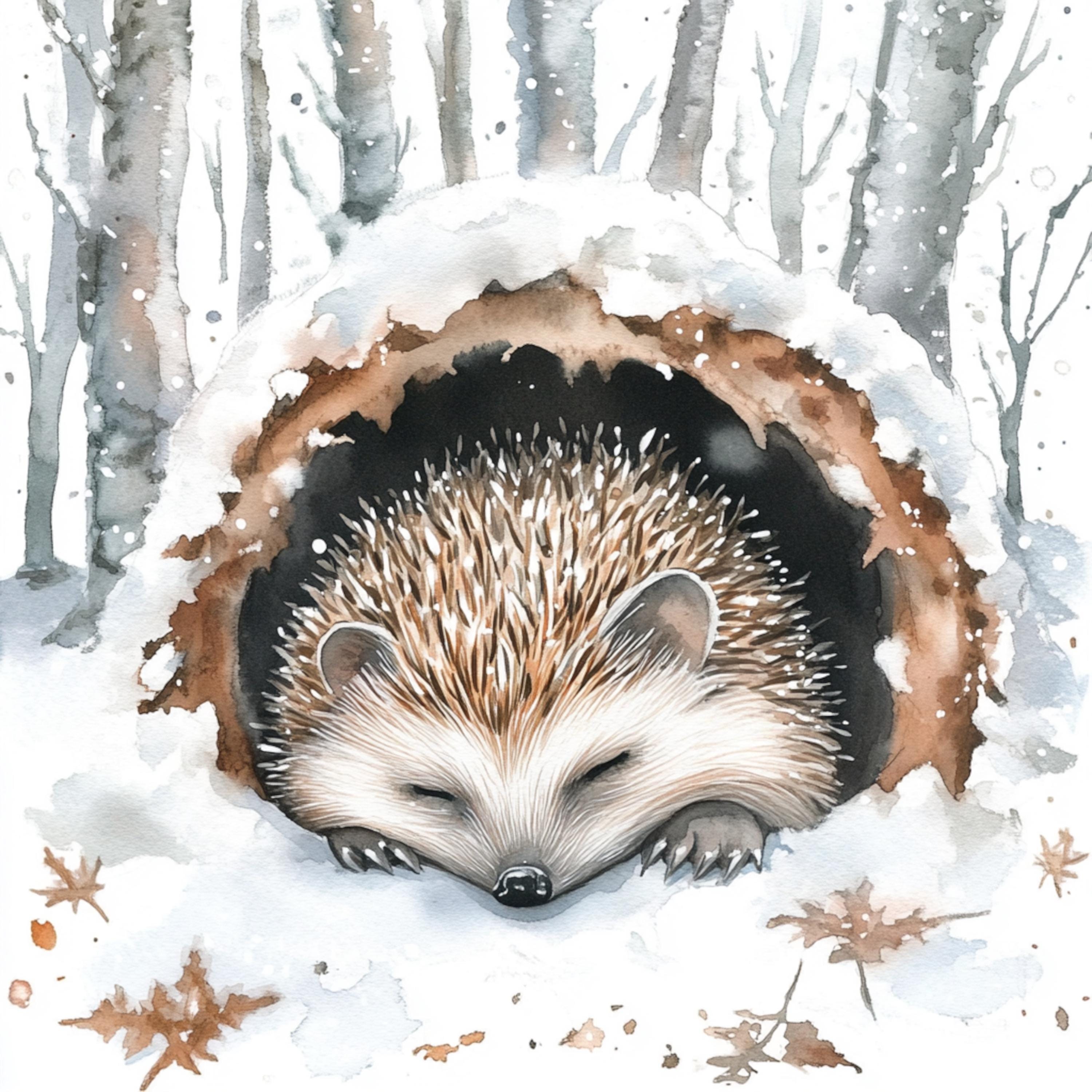 10 Printable Sleeping Hedgehog, Watercolor Hedgehog Hole, Cute Clipart ...