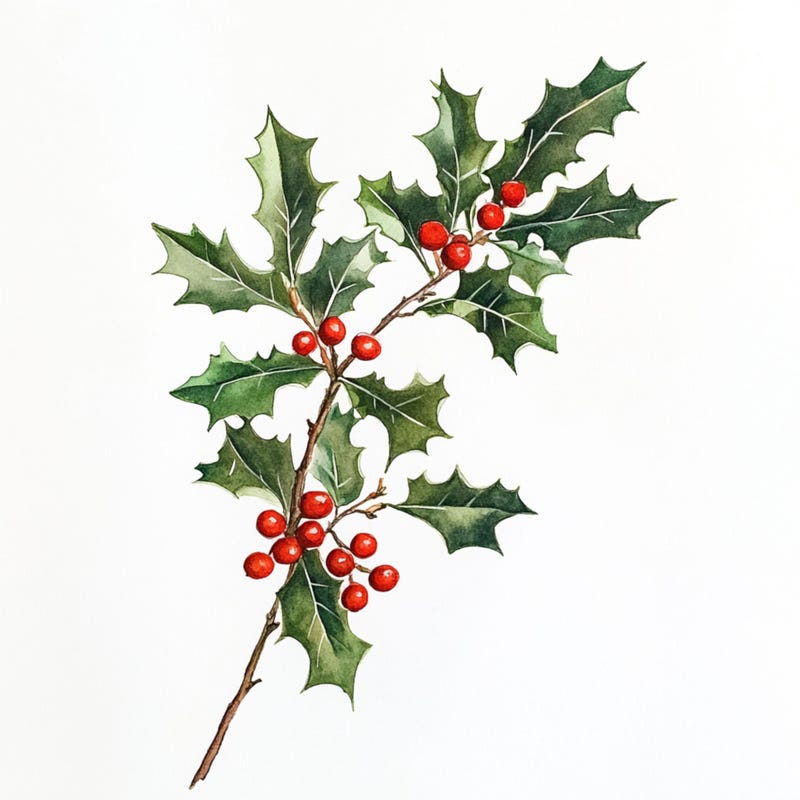 Holly Watercolor - Etsy