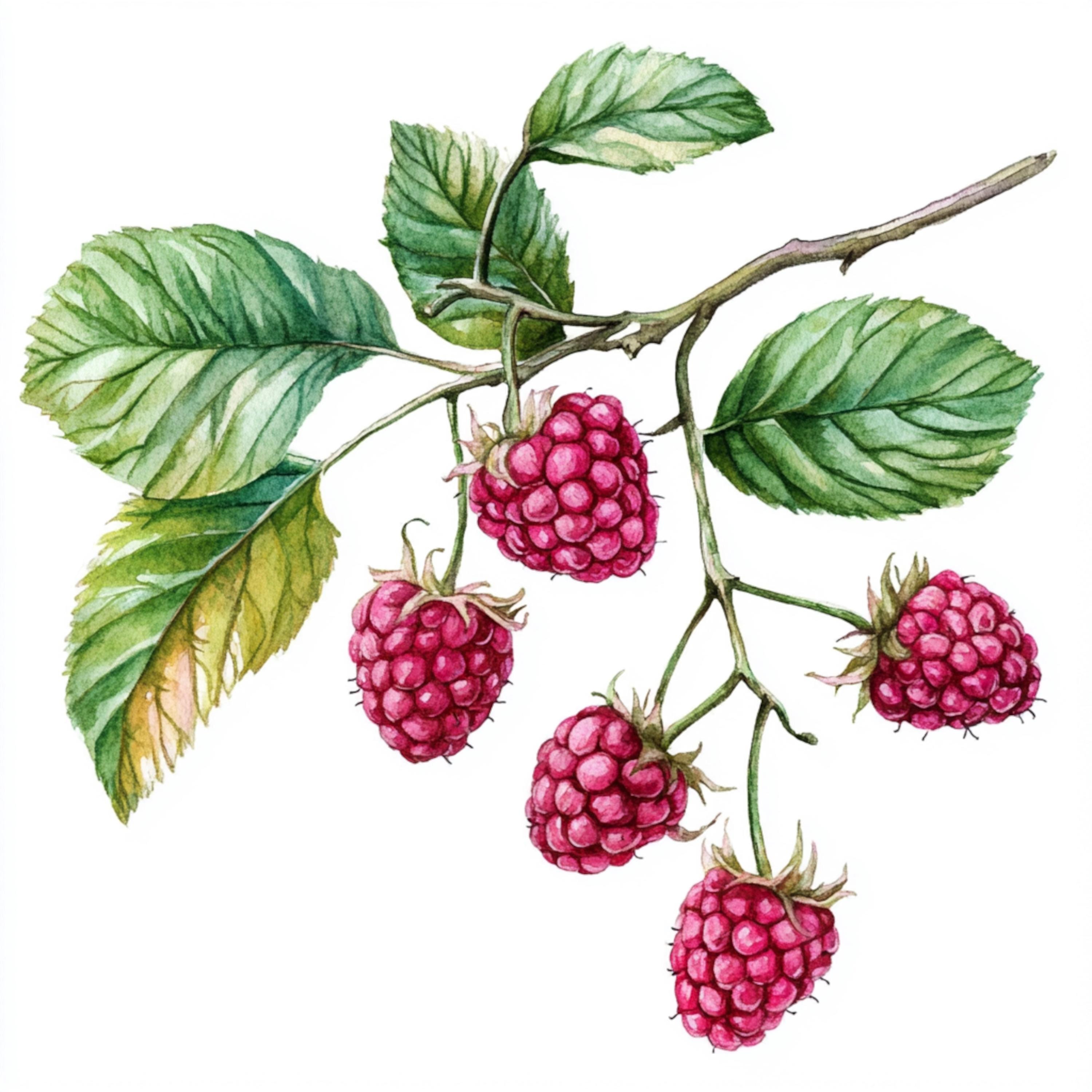 10 Printable Raspberry Decor, Watercolor Raspberry Branch, Raspberry ...