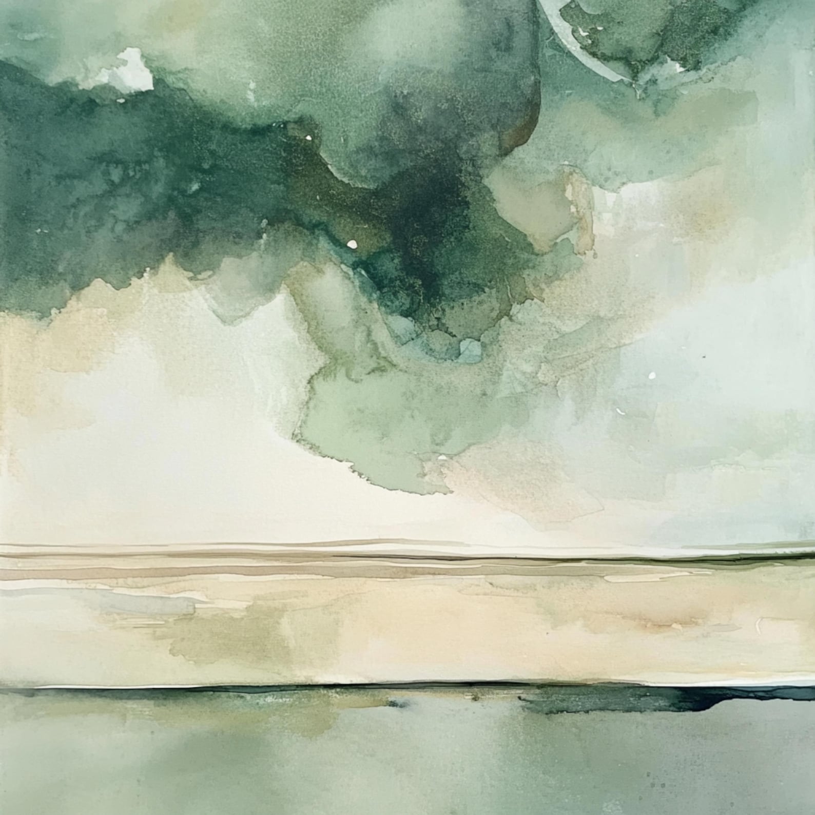 10 Printable Watercolor Abstract Neutral Landscape, Watercolor Sage ...