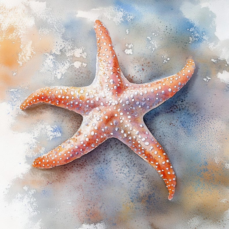 Printable Sea Star Clipart, Starfish Watercolor, Nautical Clip Art ...