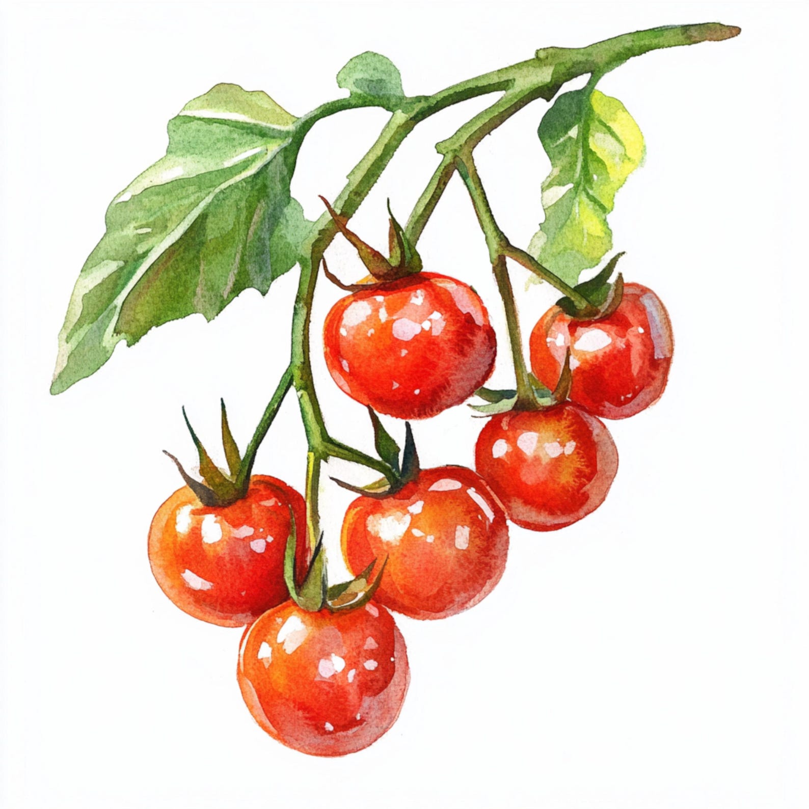 10 Printable Cherry Tomato Decor, Watercolor Images, Tomatoes Clip Art ...