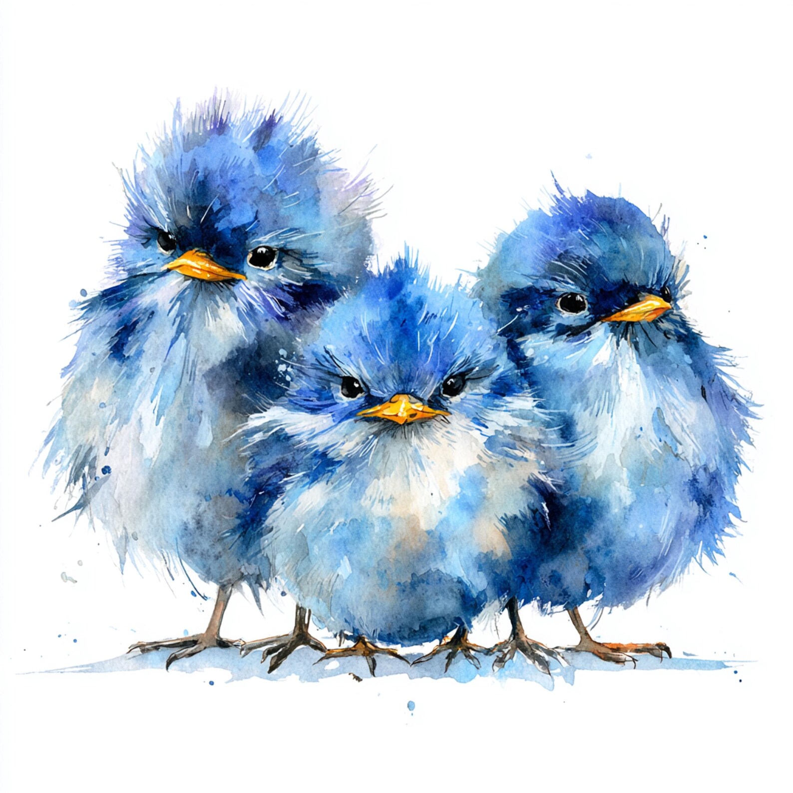 10 Printable Whimsical Birds, Watercolor Baby Birds, Cute Bird ...