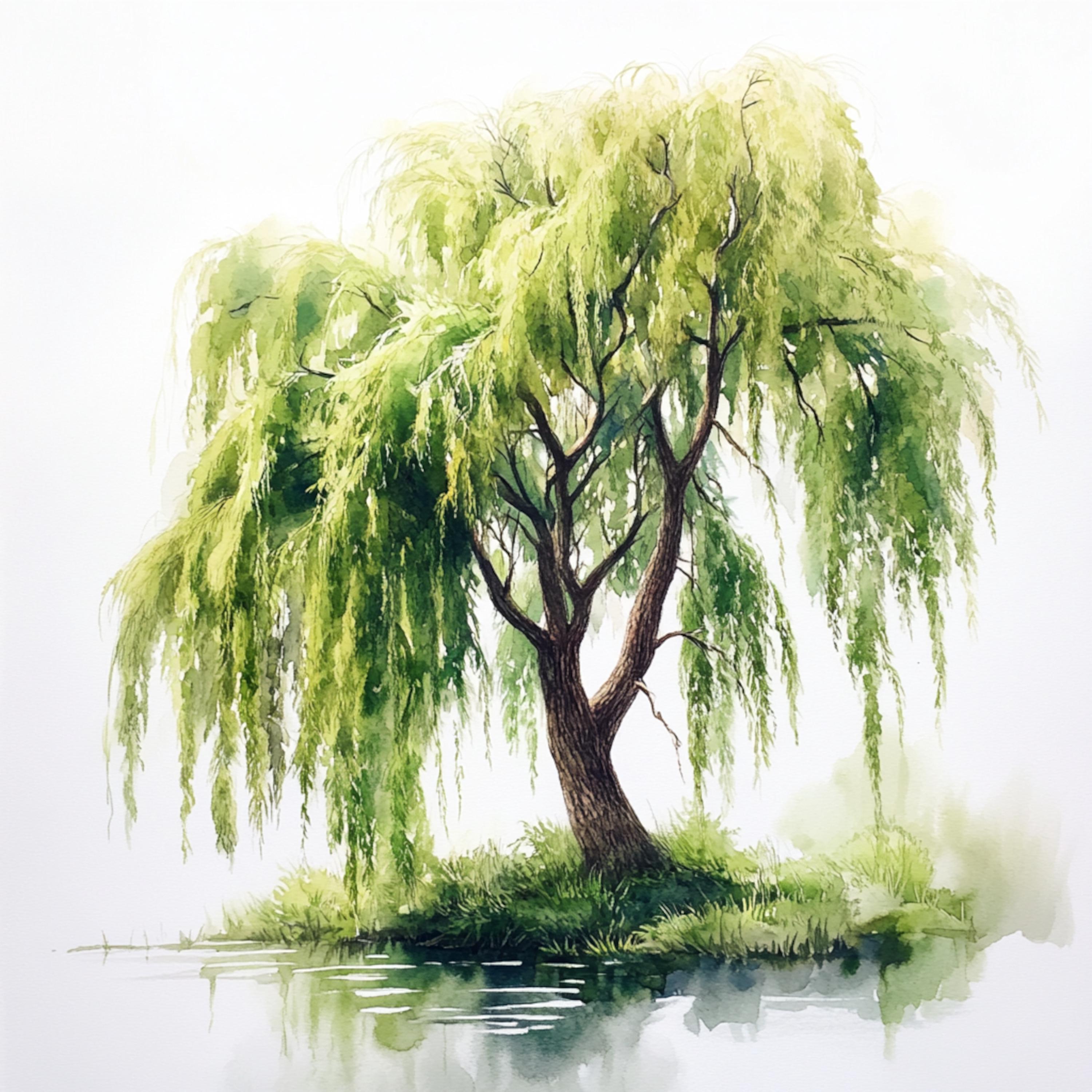 Printable Willow Tree, Watercolor Willow, 10 Images, Willow Botanical ...