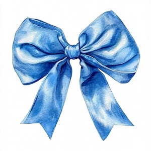 Printable Blue Bows Watercolor Bows Blue Clip Art Bows Decor Diy