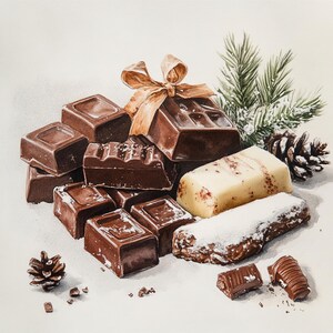 Christmas Chocolate Candy, Watercolor Images, Christmas Chocolate ...