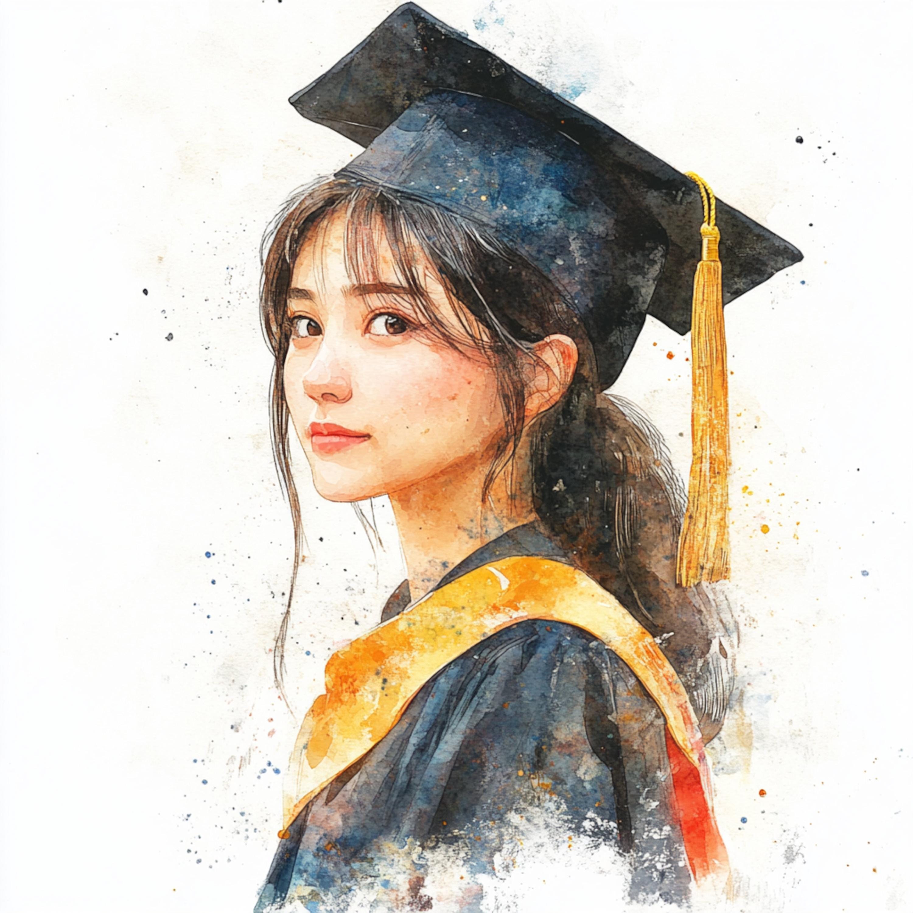10 Printable Graduation Girls, Watercolor Graduation Girls, Graduation ...