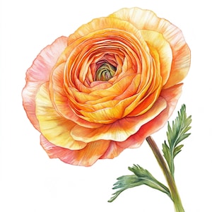 10 Printable Pink Ranunculus Flower Decor, Watercolor Ranunculus ...